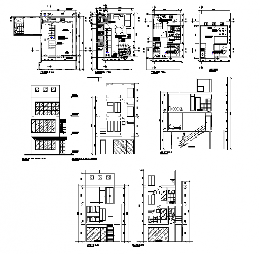 Apartment building structure detail elevation, plan and section layout file Apartment building structure detail elevation, plan and section layout file