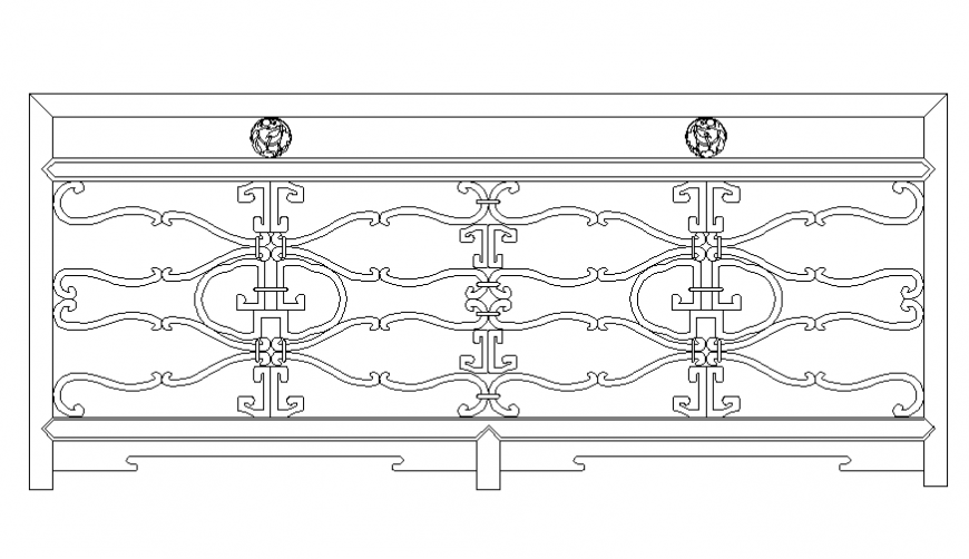 Beautiful railing front elevation cad block details dwg file Beautiful railing front elevation cad block details dwg file