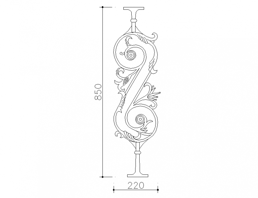Beautiful single railing design block cad drawing details dwg file Beautiful single railing design block cad drawing details dwg file