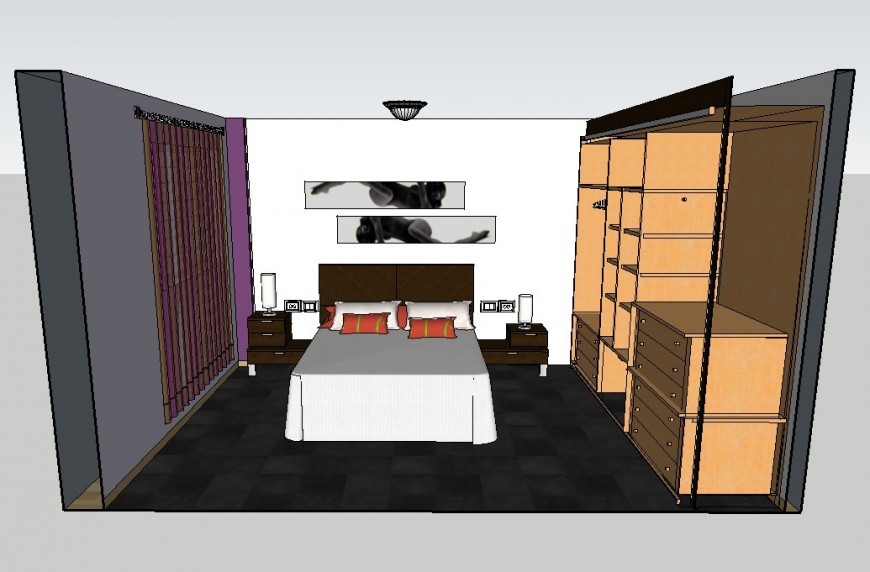 Bedroom interiors 3d model layout CAD structure sketch-up file Bedroom interiors 3d model layout CAD structure sketch-up file