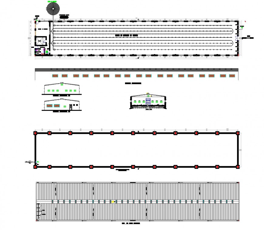 Chicken farm plan and section dwg file Chicken farm plan and section dwg file