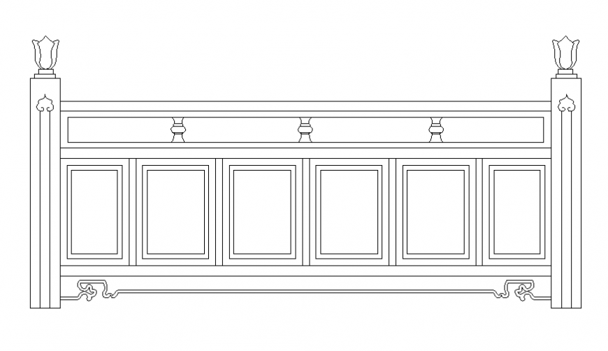 Classical wooden railing cad block details dwg file Classical wooden railing cad block details dwg file