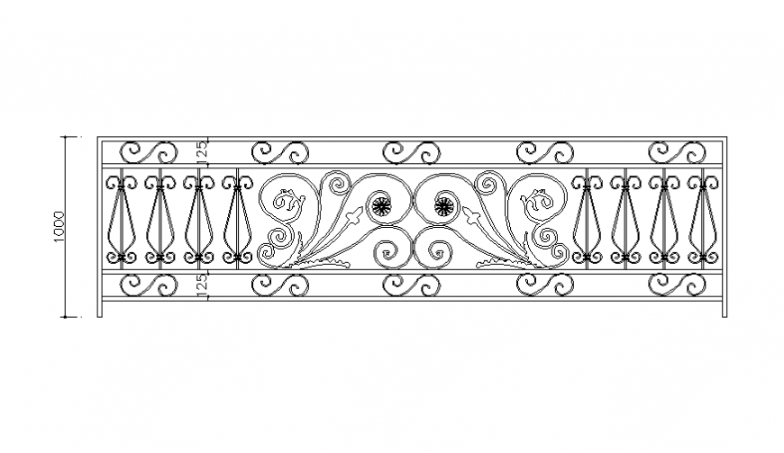 Classical wooden railing front elevation cad block details dwg file Classical wooden railing front elevation cad block details dwg file