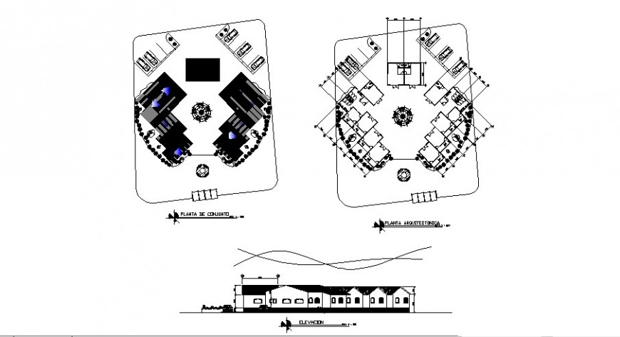 Commercial complex main elevation, distribution plan and cover plan ... Commercial complex main elevation, distribution plan and cover plan ...