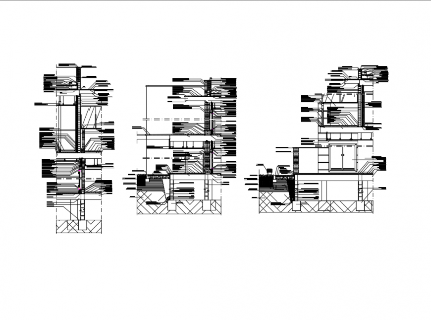 Constructive details with assorted sections with drop ceiling of ... Constructive details with assorted sections with drop ceiling of ...