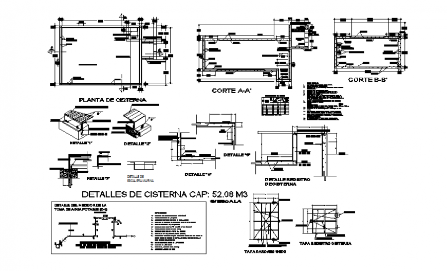 Constructive section details of house with water tank dwg file Constructive section details of house with water tank dwg file