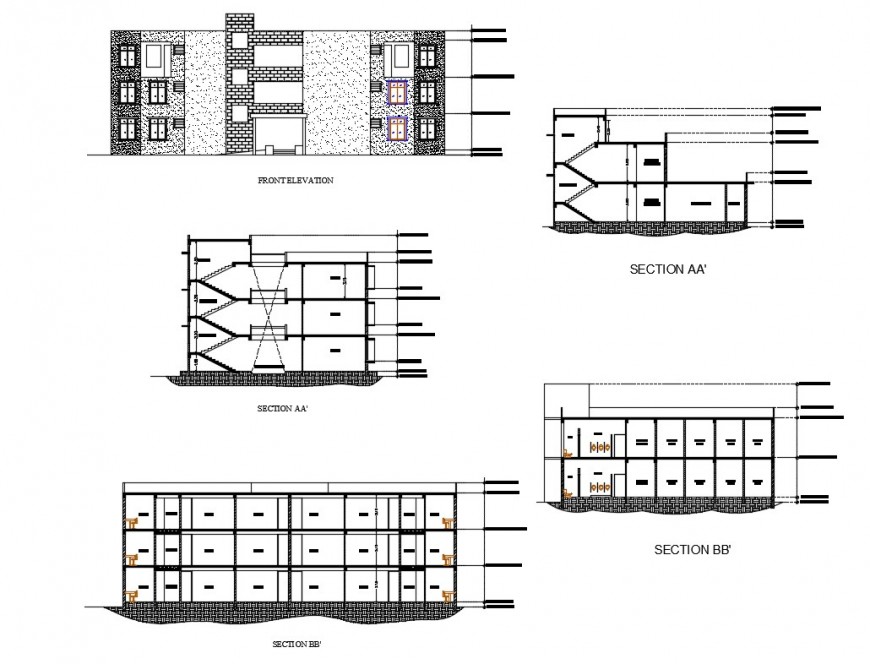 Corporate office building all sided elevation, section cad drawing ... Corporate office building all sided elevation, section cad drawing ...