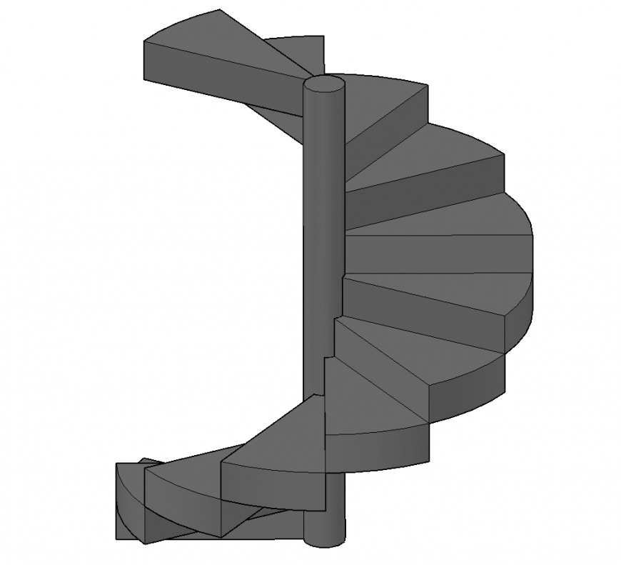 Creative 3d Spiral Staircase Elevation Block Cad Drawing Details Dwg File