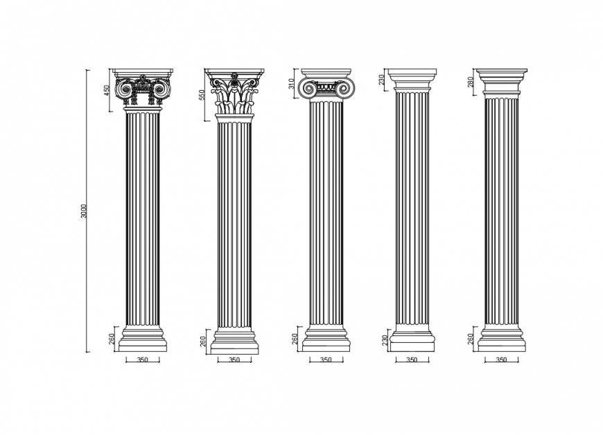 Creative multiple columns elevations cad block details dwg file Creative multiple columns elevations cad block details dwg file