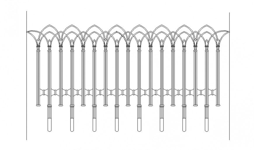 Dynamic railing front design cad block details dwg file Dynamic railing front design cad block details dwg file