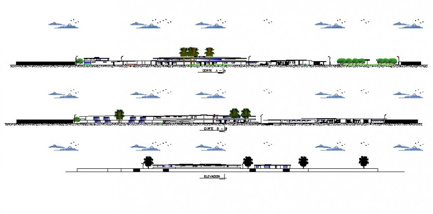 Elevation and sectional elevation detail drawing in AutoCAD file.