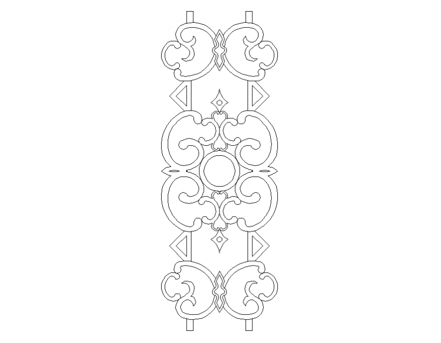 Floral pattern railing design block cad drawing details dwg file Floral pattern railing design block cad drawing details dwg file