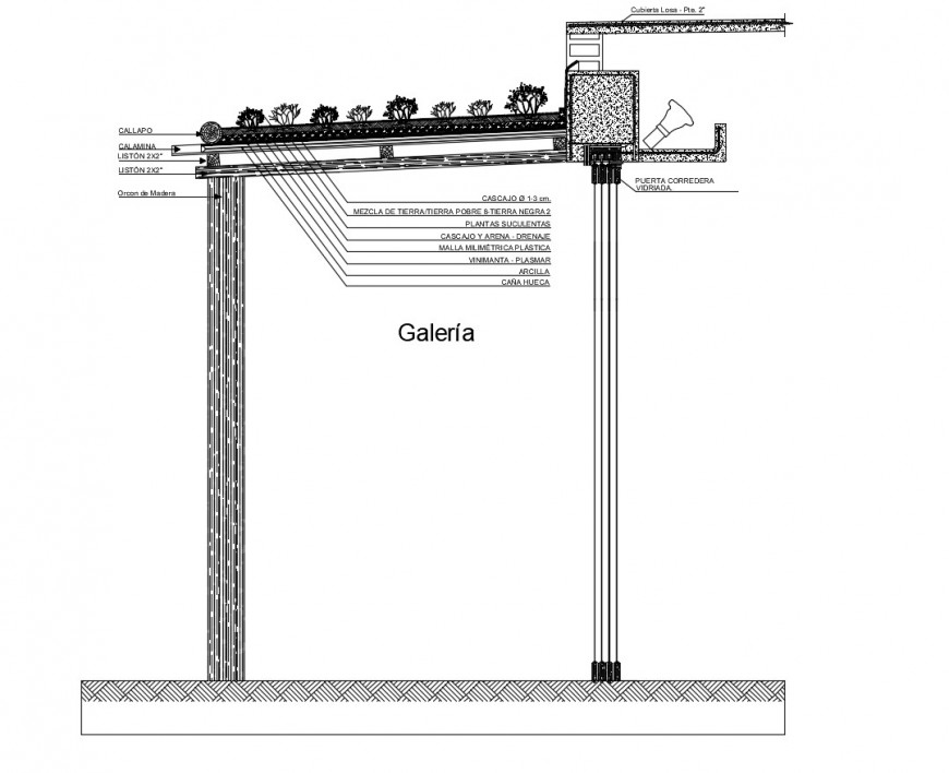 Garden metallic roof section and constructive structure cad drawing ... Garden metallic roof section and constructive structure cad drawing ...