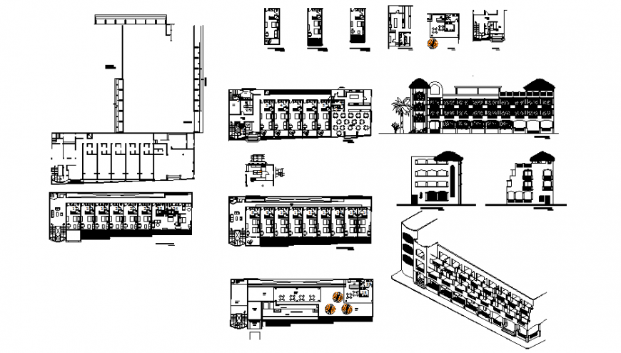 Multi-level luxuries hotel, elevation, isometric view, section and ... Multi-level luxuries hotel, elevation, isometric view, section and ...