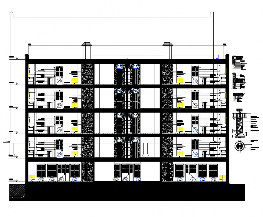 Multi-level office building constructive section details dwg file Multi-level office building constructive section details dwg file