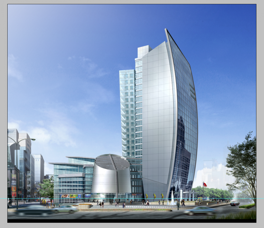 Multi-storey commercial building detail elevation 3d model Photoshop file Multi-storey commercial building detail elevation 3d model Photoshop file