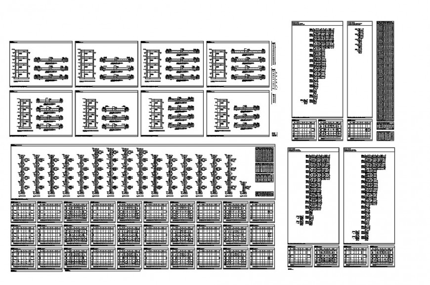 Multiple foundation plans and beam schedule cad drawing details dwg file