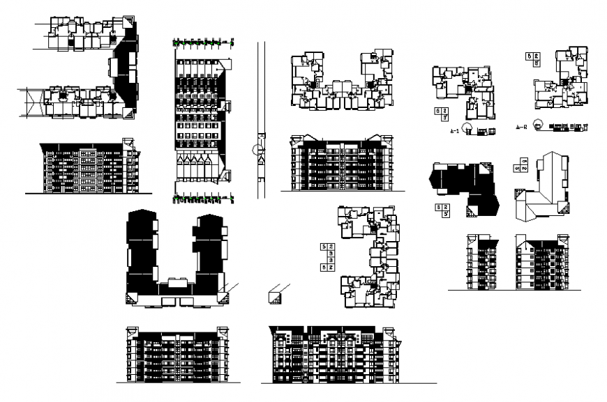 Residential multi-family housing apartment building all sided elevation ... Residential multi-family housing apartment building all sided elevation ...