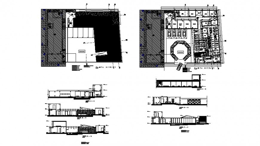 Spa center building all sided elevation, section and plan details dwg file Spa center building all sided elevation, section and plan details dwg file