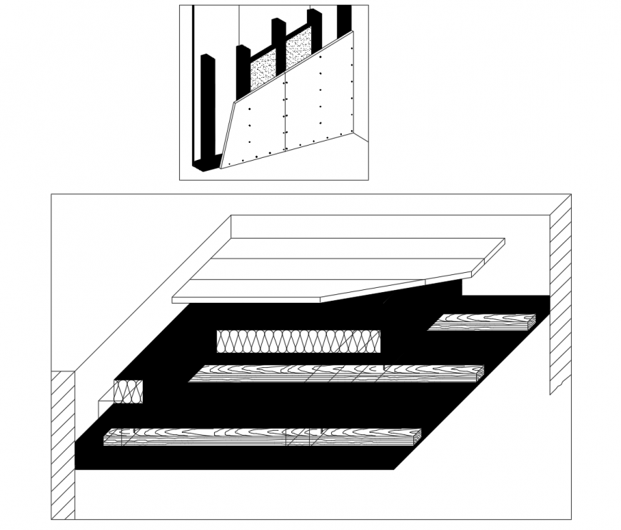 Wooden roof isometric constructive structure drawing details dwg file Wooden roof isometric constructive structure drawing details dwg file