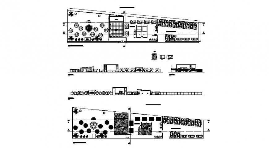 Working plan elevation and sectional details of commercial building dwg ...